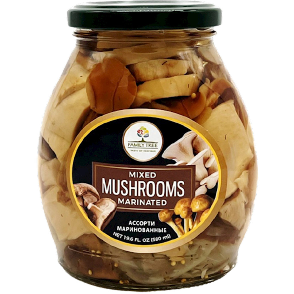 MUSHROOMS MIX MARINATED 12/580ML FAMILY TREE - Moldova Pickles and Salads